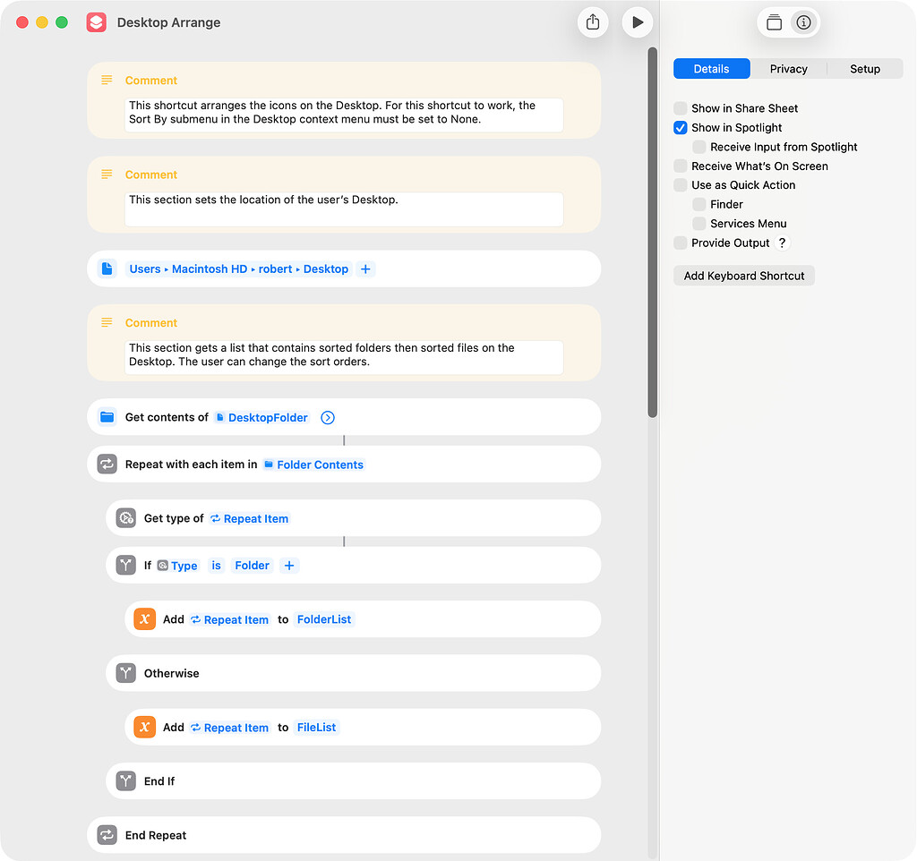 Desktop Icon Arrange Shortcut - Shortcuts - MacScripter