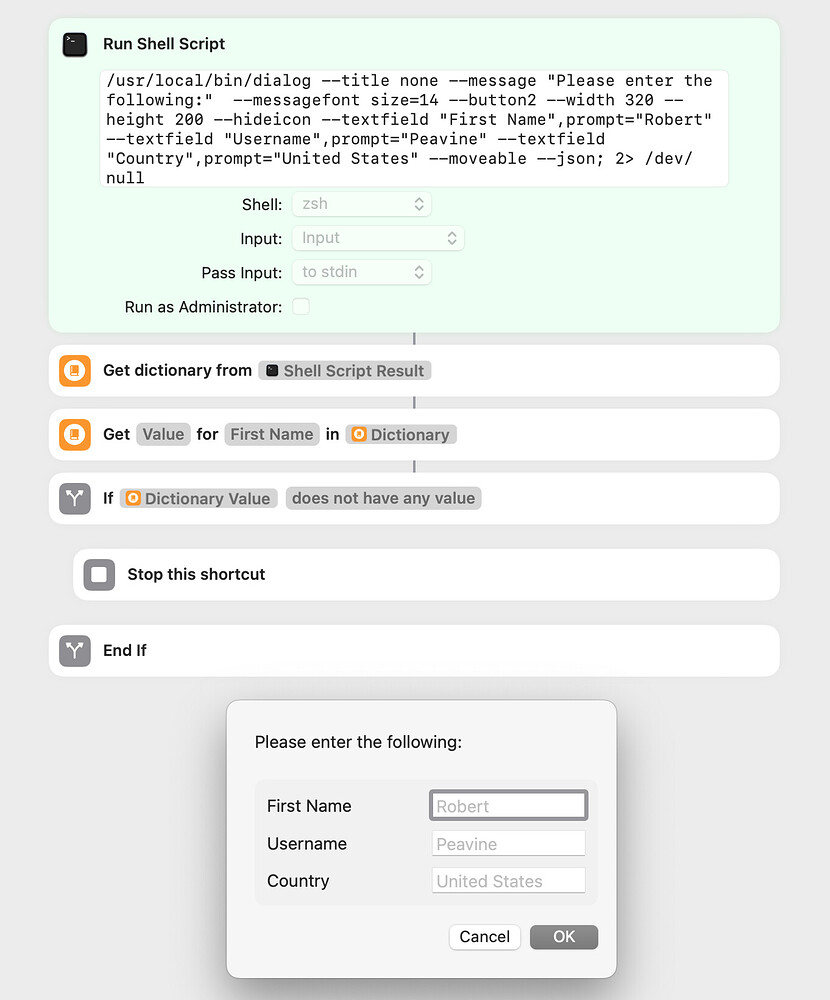 Custom Dialogs with swiftDialog - Shortcuts - MacScripter