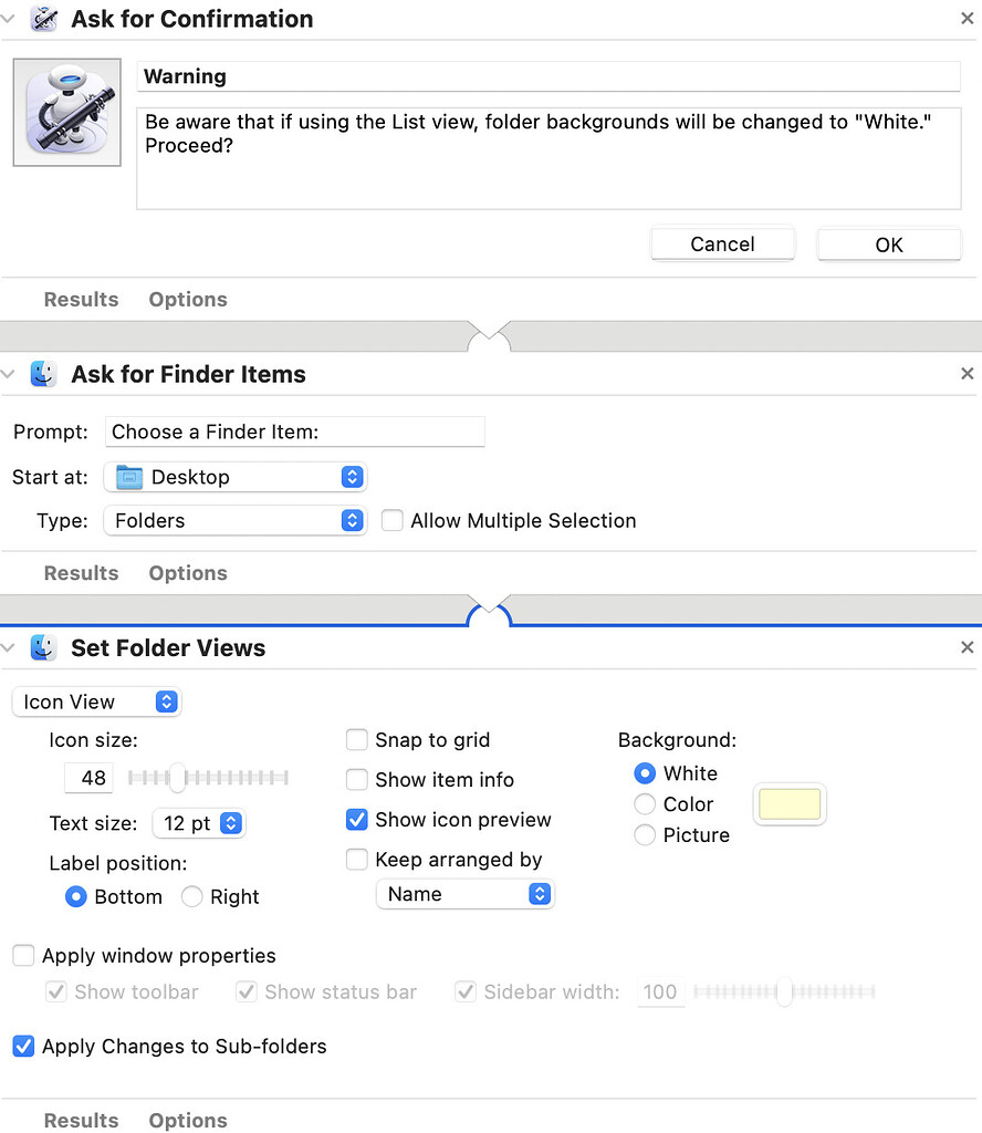 Automator workflow to force the same view for all the subfolders ...