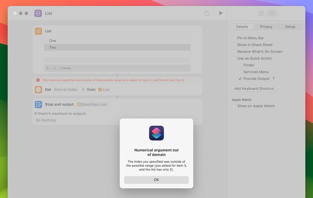 Error Handling in a Shortcut - Shortcuts - MacScripter