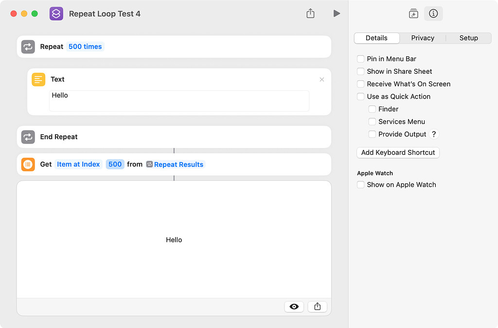 Repeat Loop Operation - Shortcuts - MacScripter